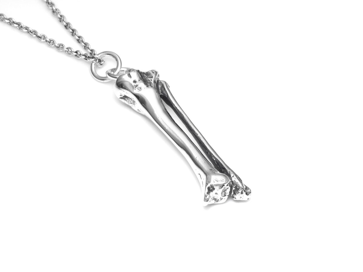 Sterling Silver Tibia and Fibula Necklace, Shin Bone Pendant – Farjil